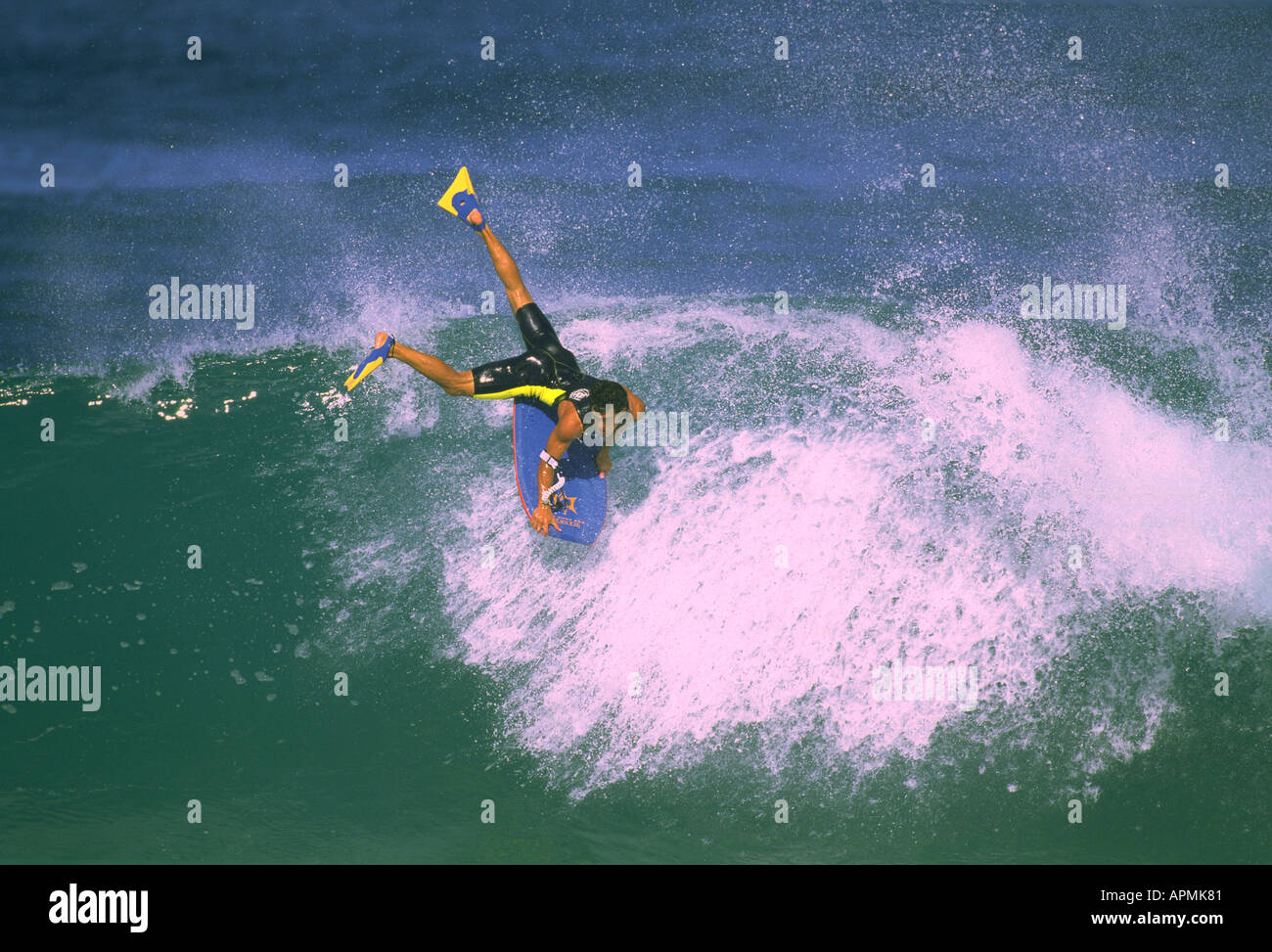 BODY BOARDING ACTION Stock Photo - Alamy