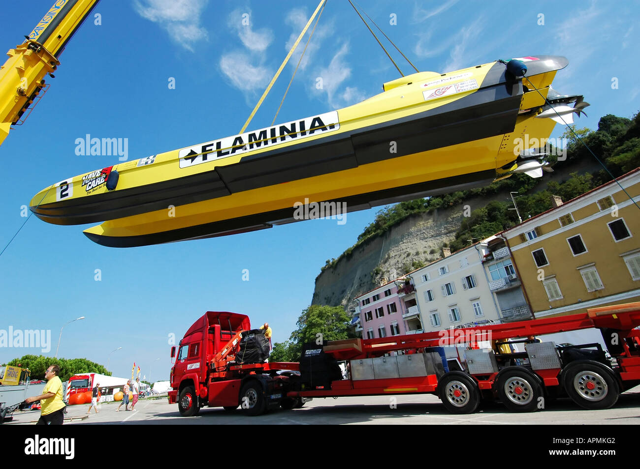 Class 1 boats are stored on trucks and lifted into water for every ...