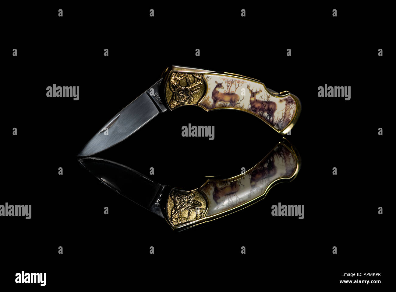 Deer Hunter knife with reflections Stock Photo - Alamy
