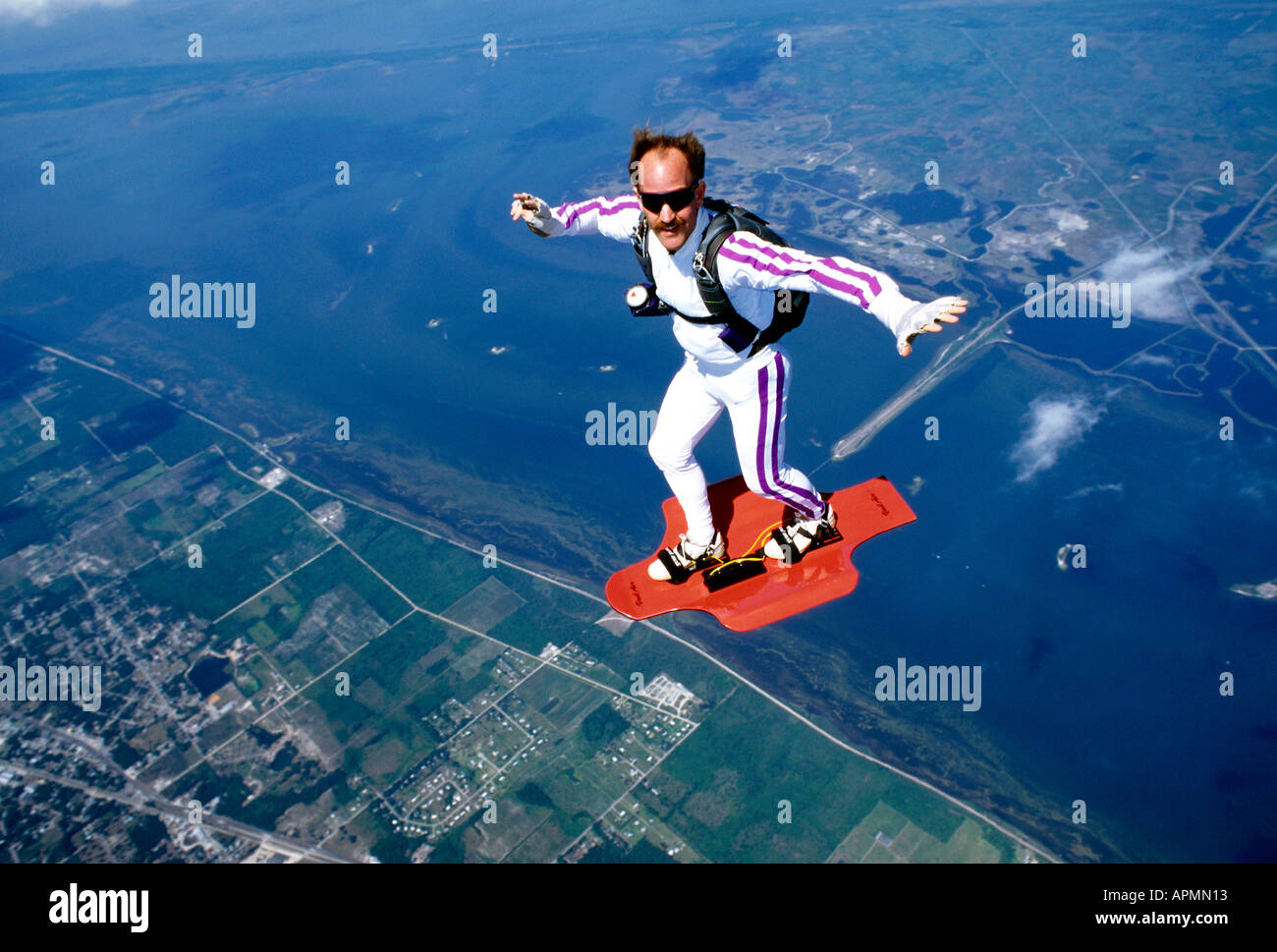 Sky surfer Bob Grieer sky surfing above Florida Stock Photo - Alamy