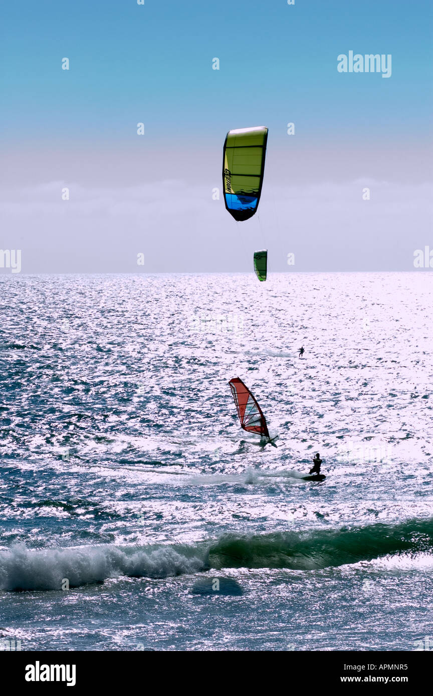 Paragliders in the surf Stock Photo - Alamy