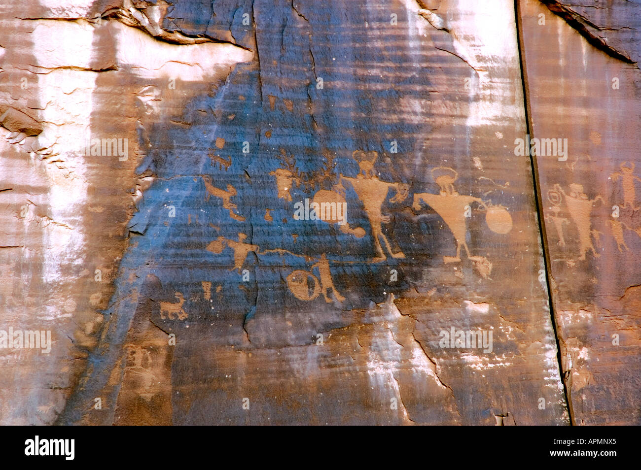 Ancient American Indian petroglyphs at Arches National Park, Utah USA ...