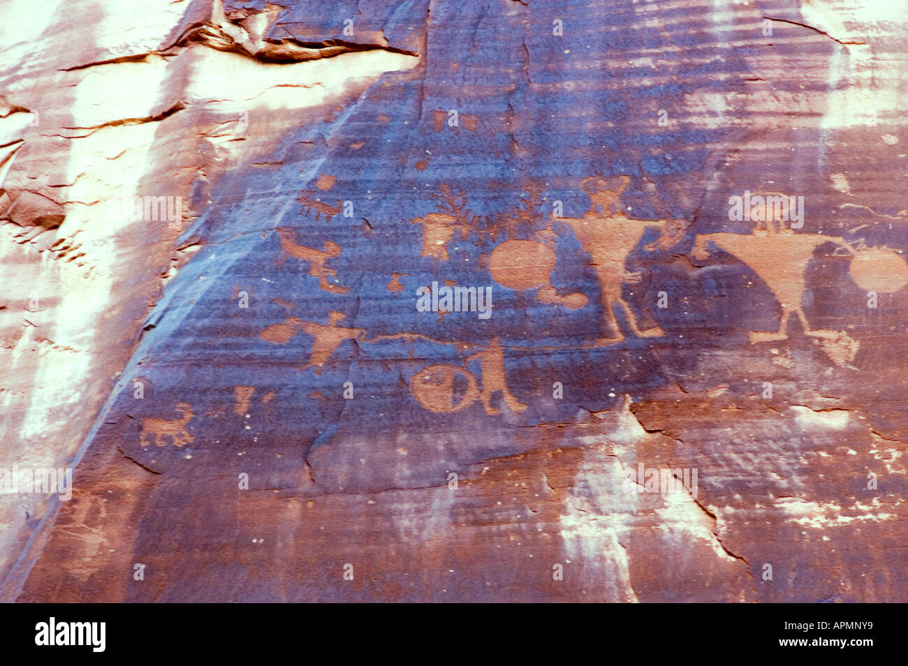 Ancient American Indian petroglyphs at Arches National Park, Utah USA ...