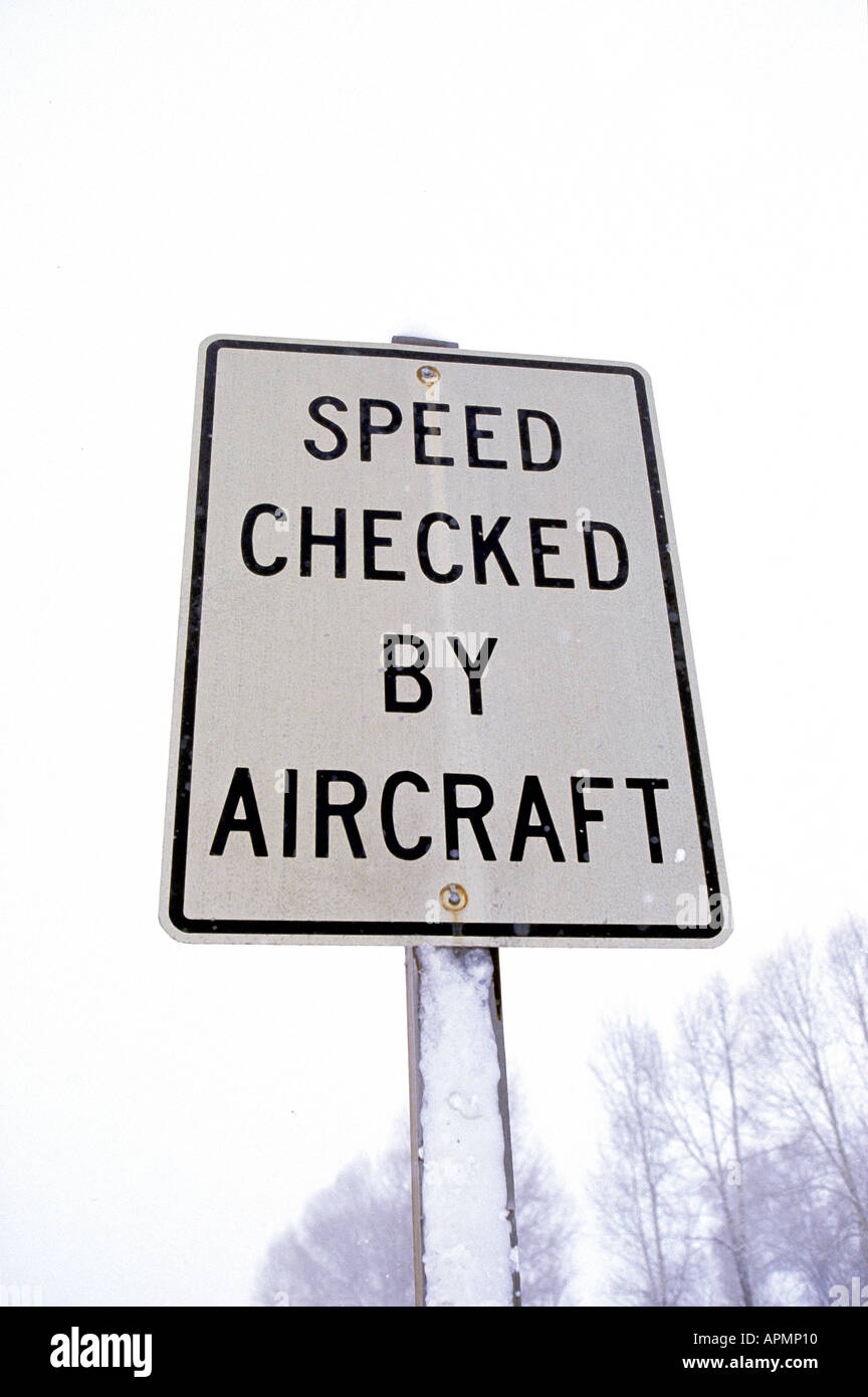 Aircraft speed check road sign in Colorado Stock Photo - Alamy