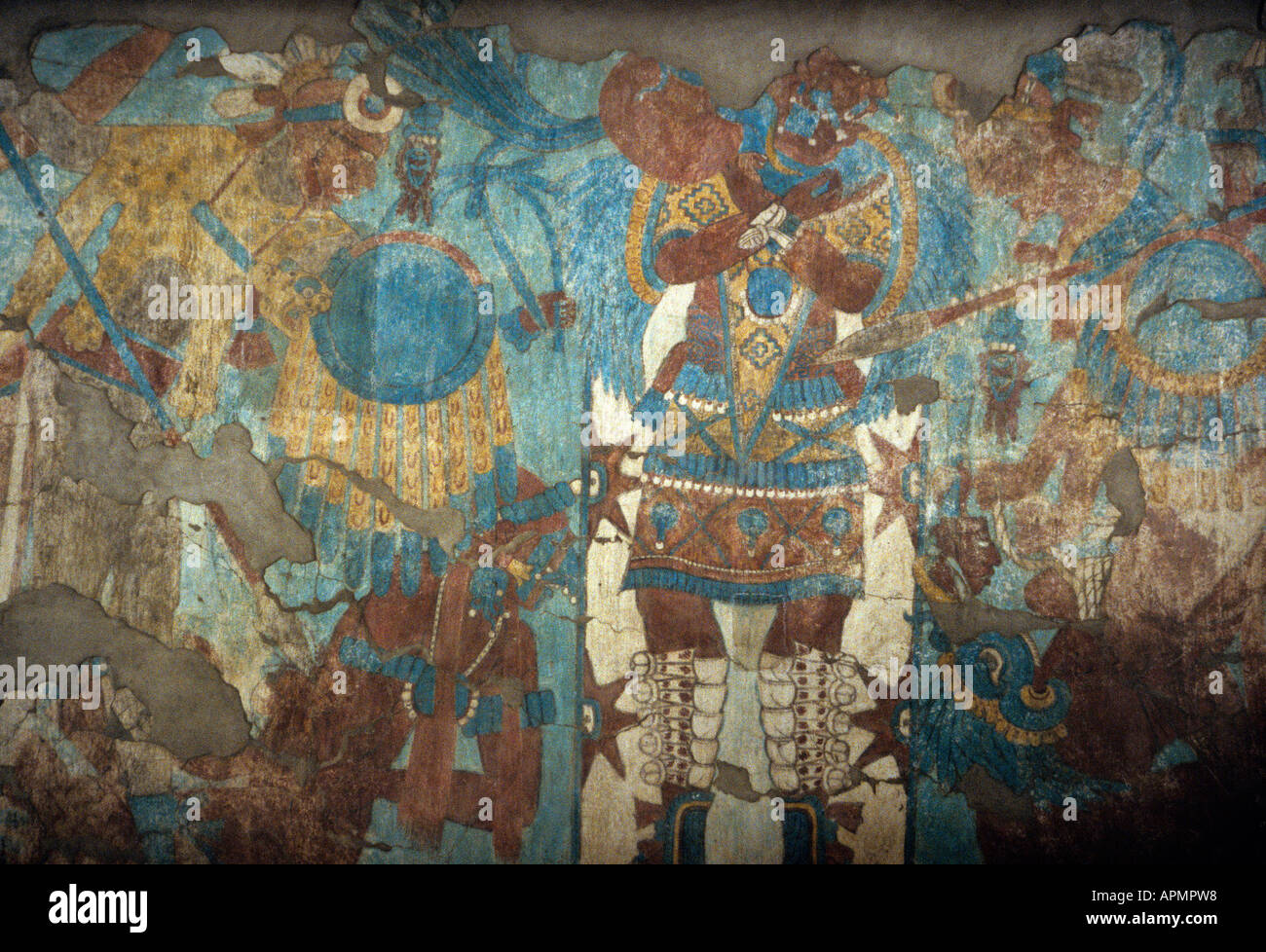 Detail of the Mayan murals in Cacaxtla dating from 750 A D which were ...