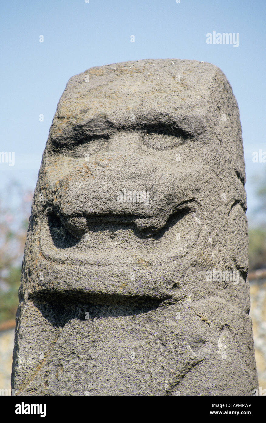 Detail of an Olmex head of a jaguar at Cacaxtla where an Olmeca ...