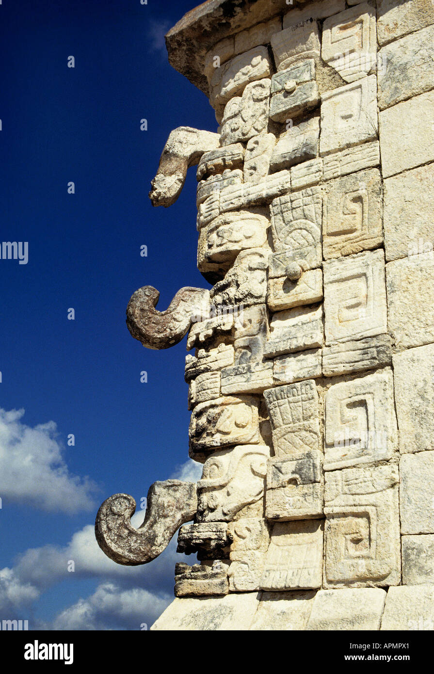Detail of images of Chac the god of rain which adorn the temples at ...