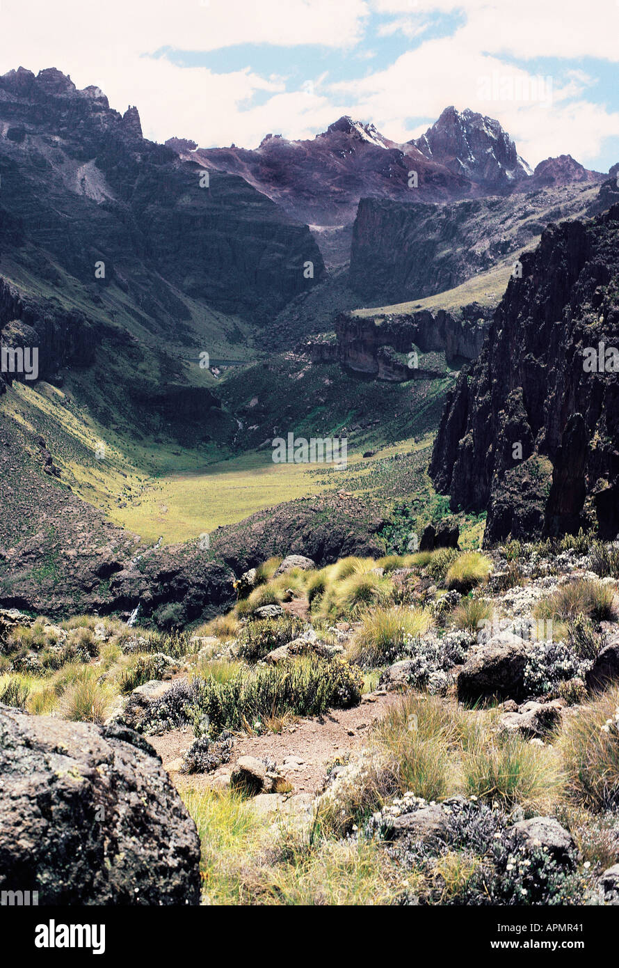 The Chogoria valley route to Mount Kenya Kenya East Africa Stock Photo ...