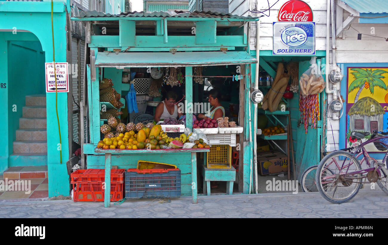 Fruit Shop, San Pedro, Ambergris Caye, Belize Stock Photo - Alamy
