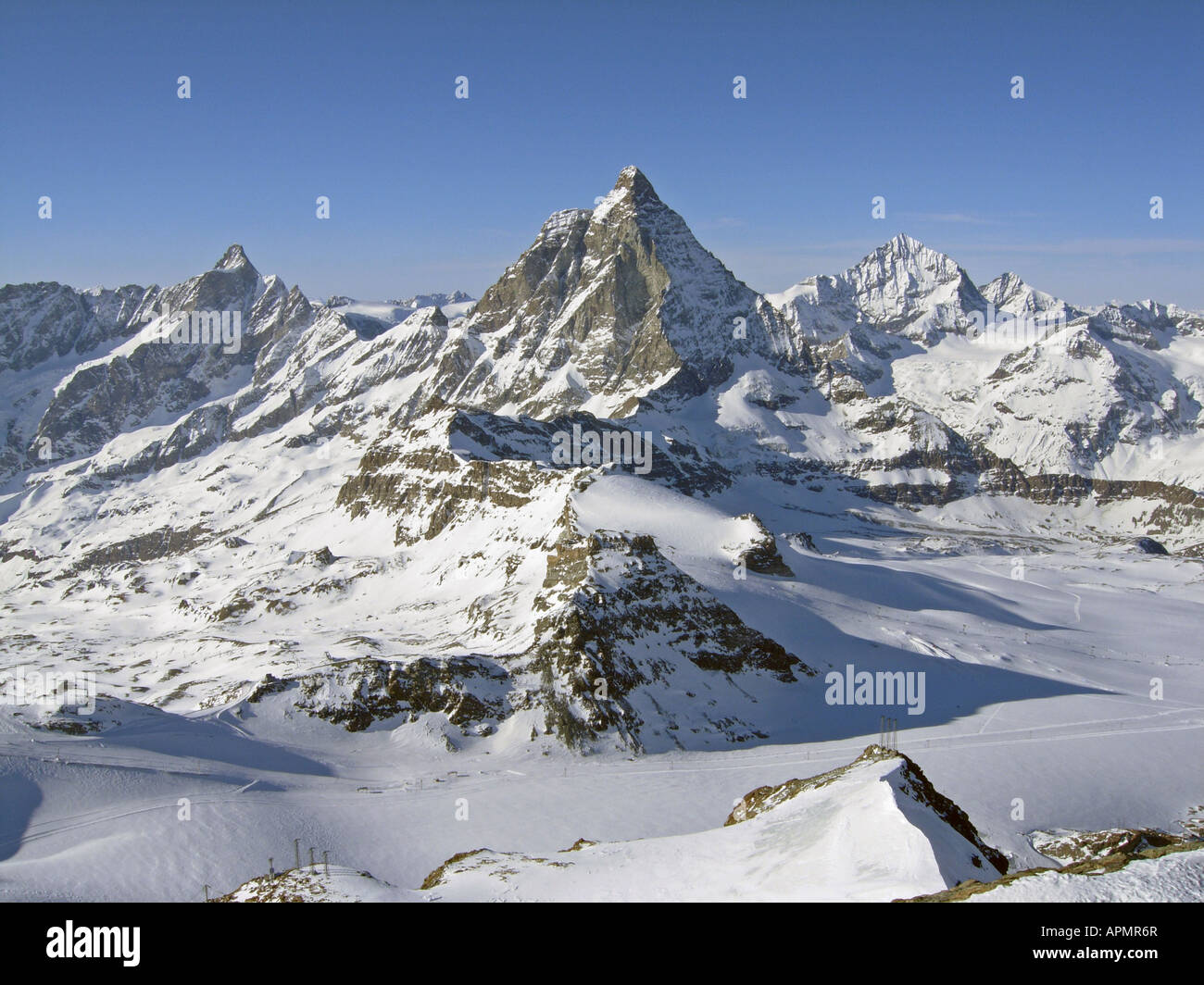 View of the Matterhorn and the Theodulgletscher from the top station ...