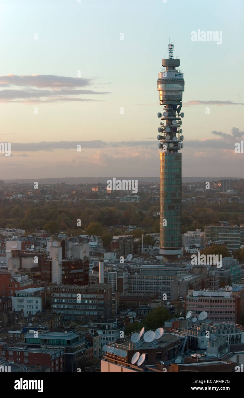 London Skyline British Telecom Tower at dusk Stock Photo - Alamy