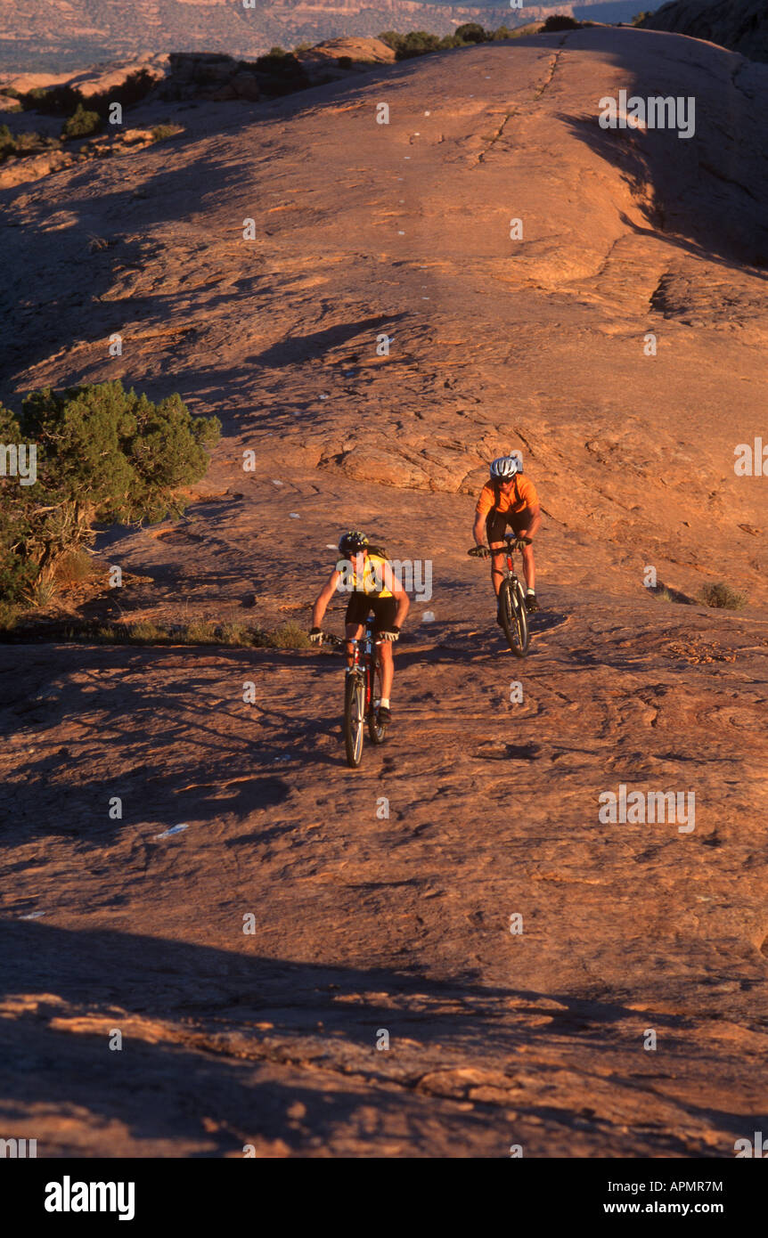 Biker at Slickrock Mountain bike trail at Moab Utah Stock Photo - Alamy
