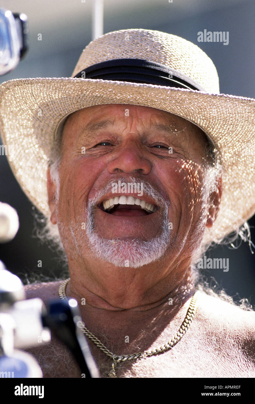 Happy senior citizen flashes big smile outside.USA Stock Photo - Alamy