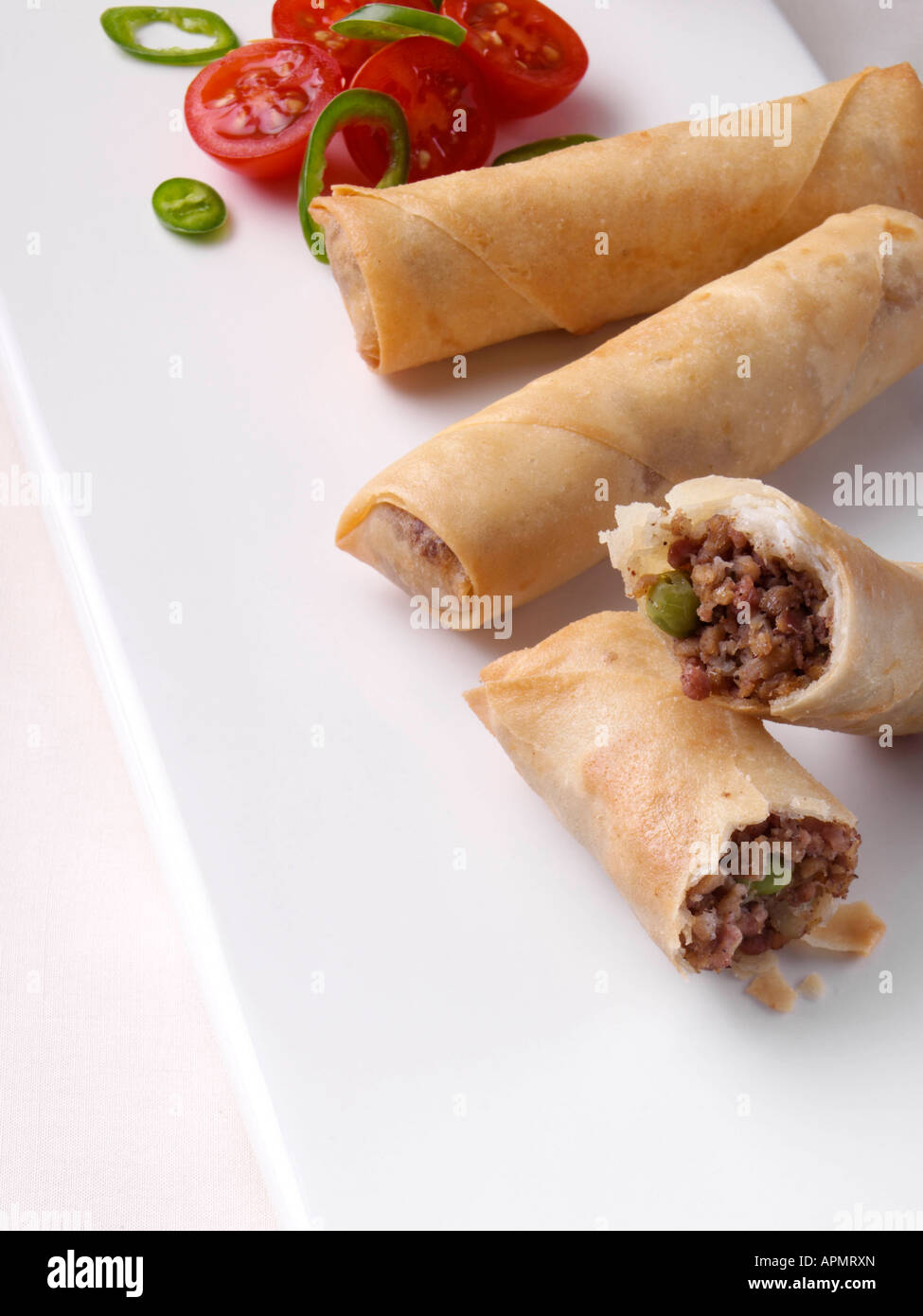 Halal Lamb Spring Rolls editorial food Stock Photo - Alamy