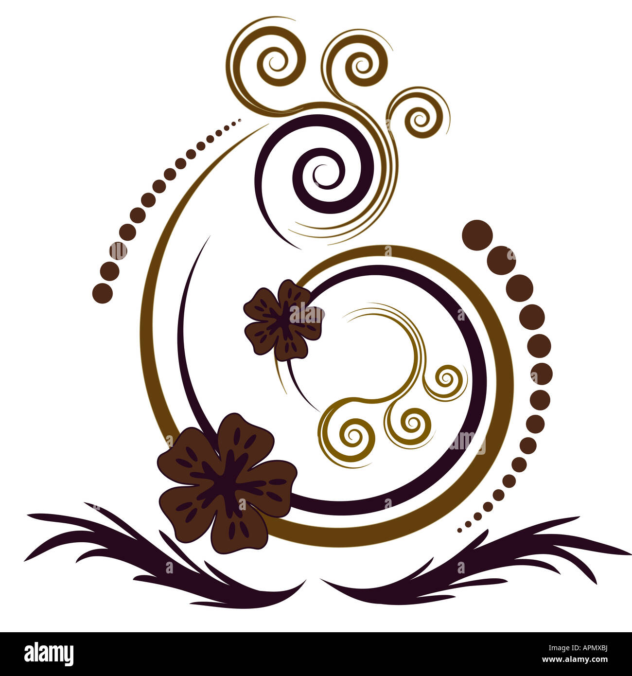 Beautiful curly abstract vector design with flowers Stock Photo - Alamy