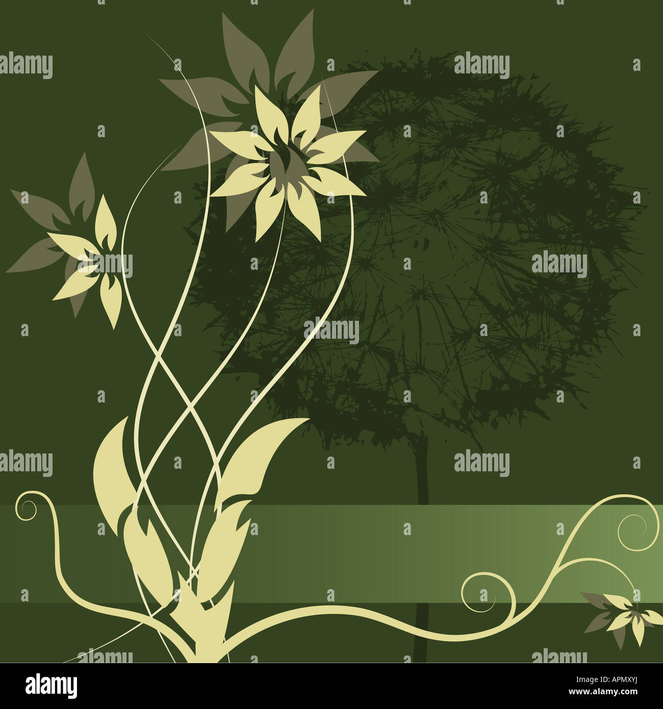 Graphic vector flower label design Stock Photo - Alamy
