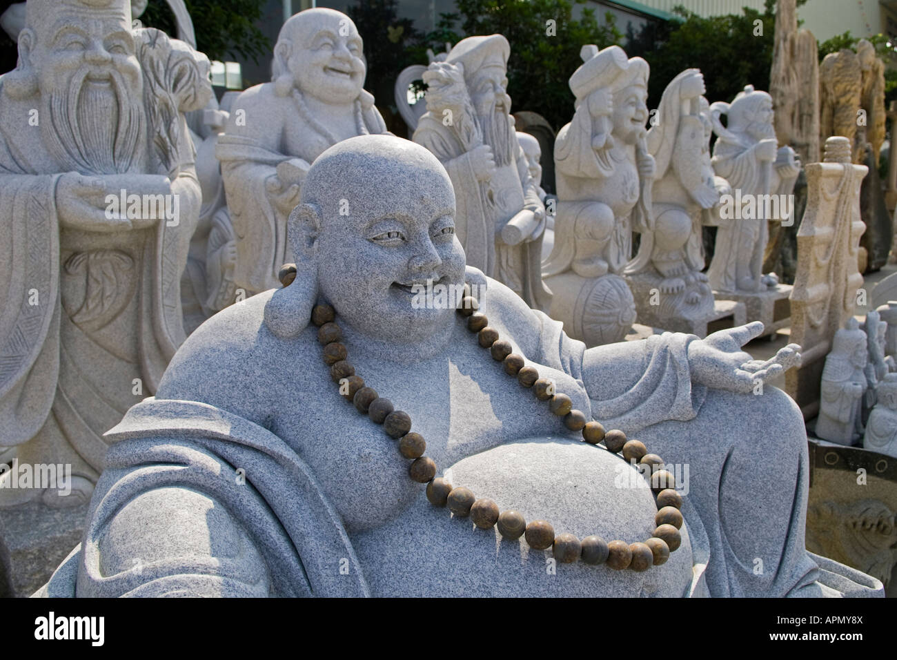 Stone carving of Buddha at stone works, Quanzhou, Fujian Province ...