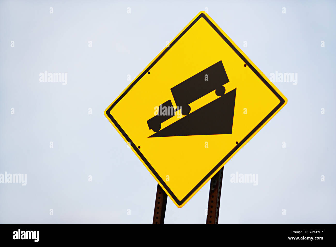 Hill warning sign Stock Photo - Alamy
