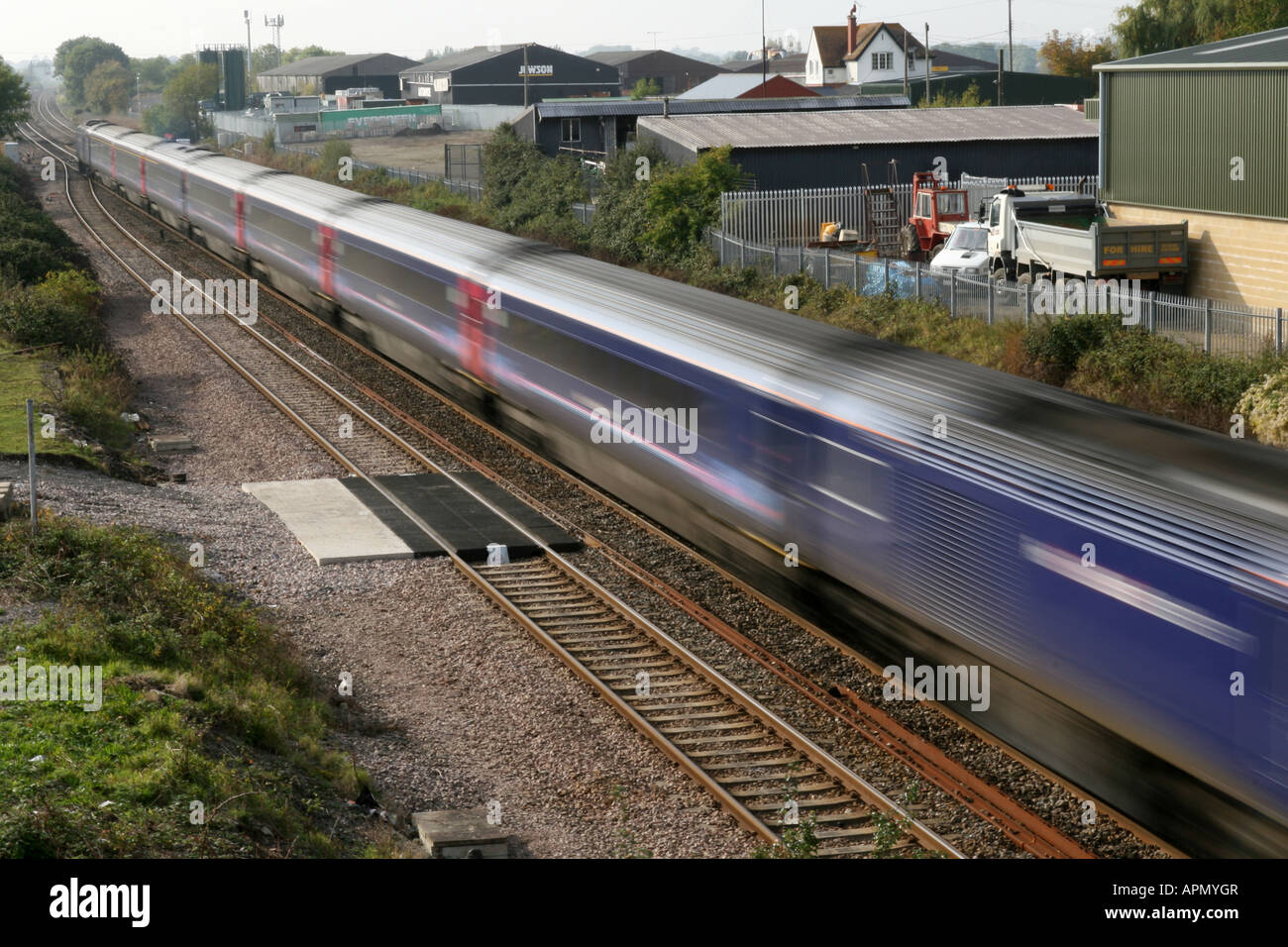 First Great Western Express Train passes at speed near Swindon Stock ...