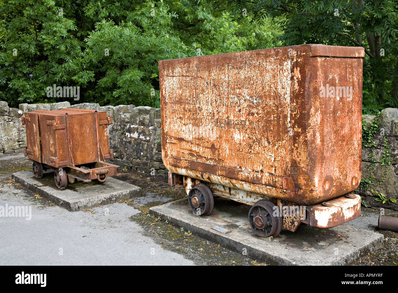 Iron ore mining trams on display at Bersham Heritage Centre near ...