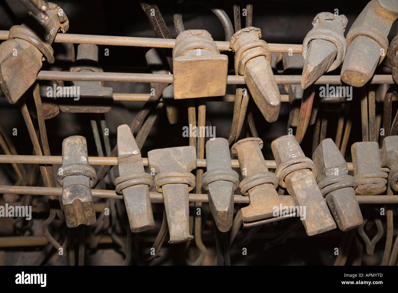 Blacksmith tools in rack UK Stock Photo - Alamy