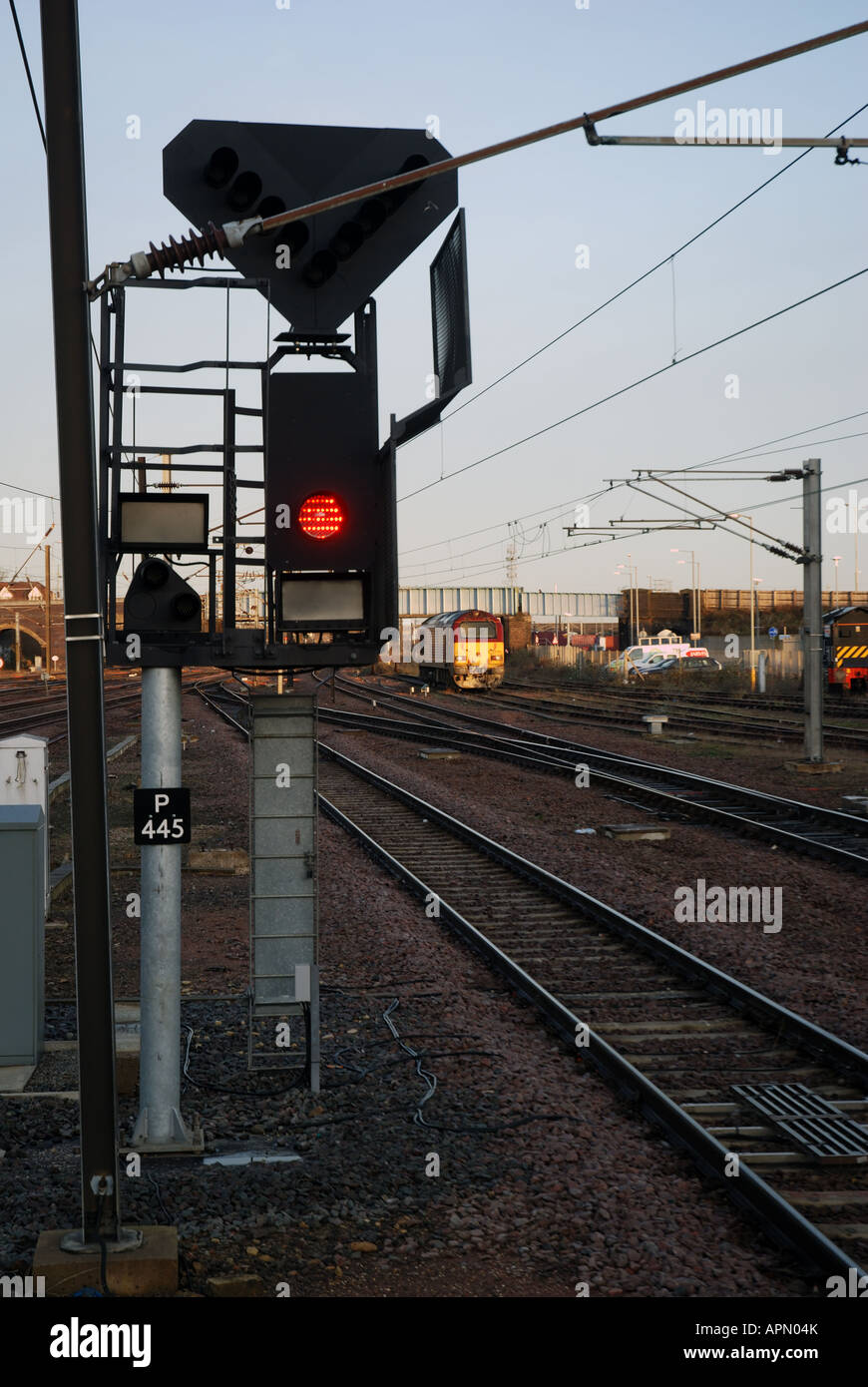 Rail Junction England Red Light Stock Photo - Alamy