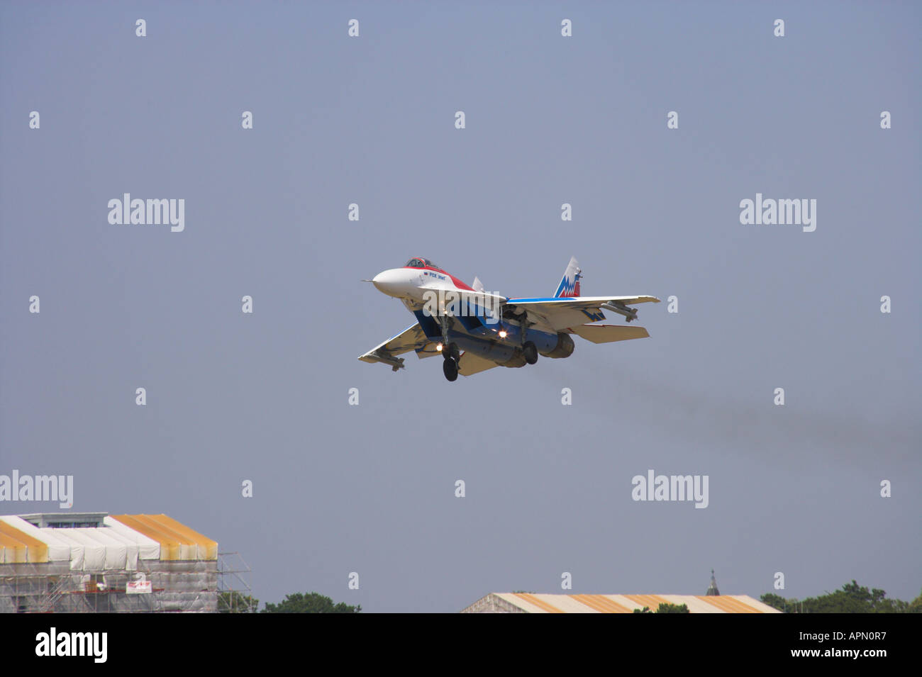 MIG 29 OVT coming in to land with flaps and slats down Stock Photo - Alamy