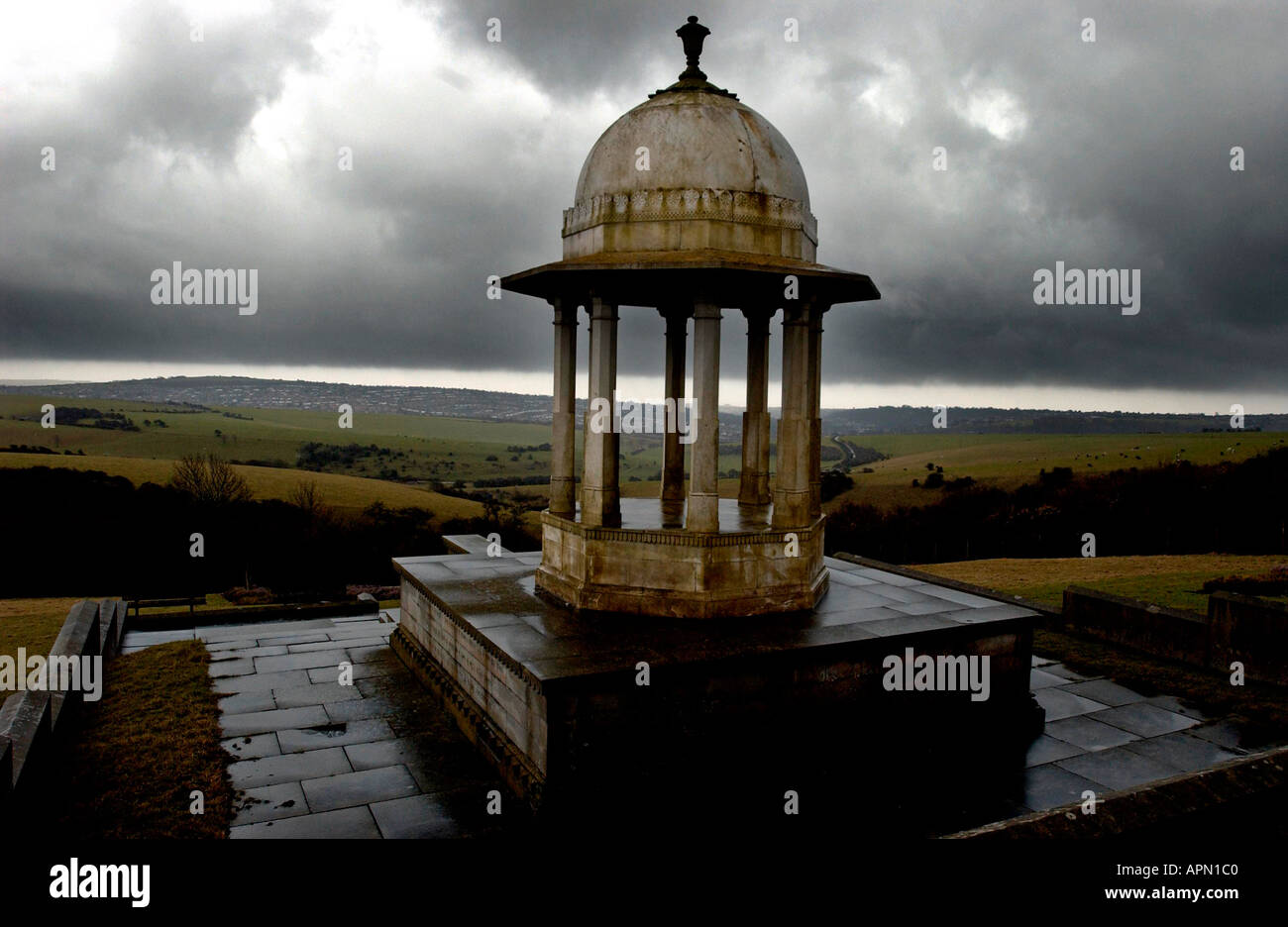 Sikh and Hindu war memorial on the site of a ghat or funeral pyre where ...