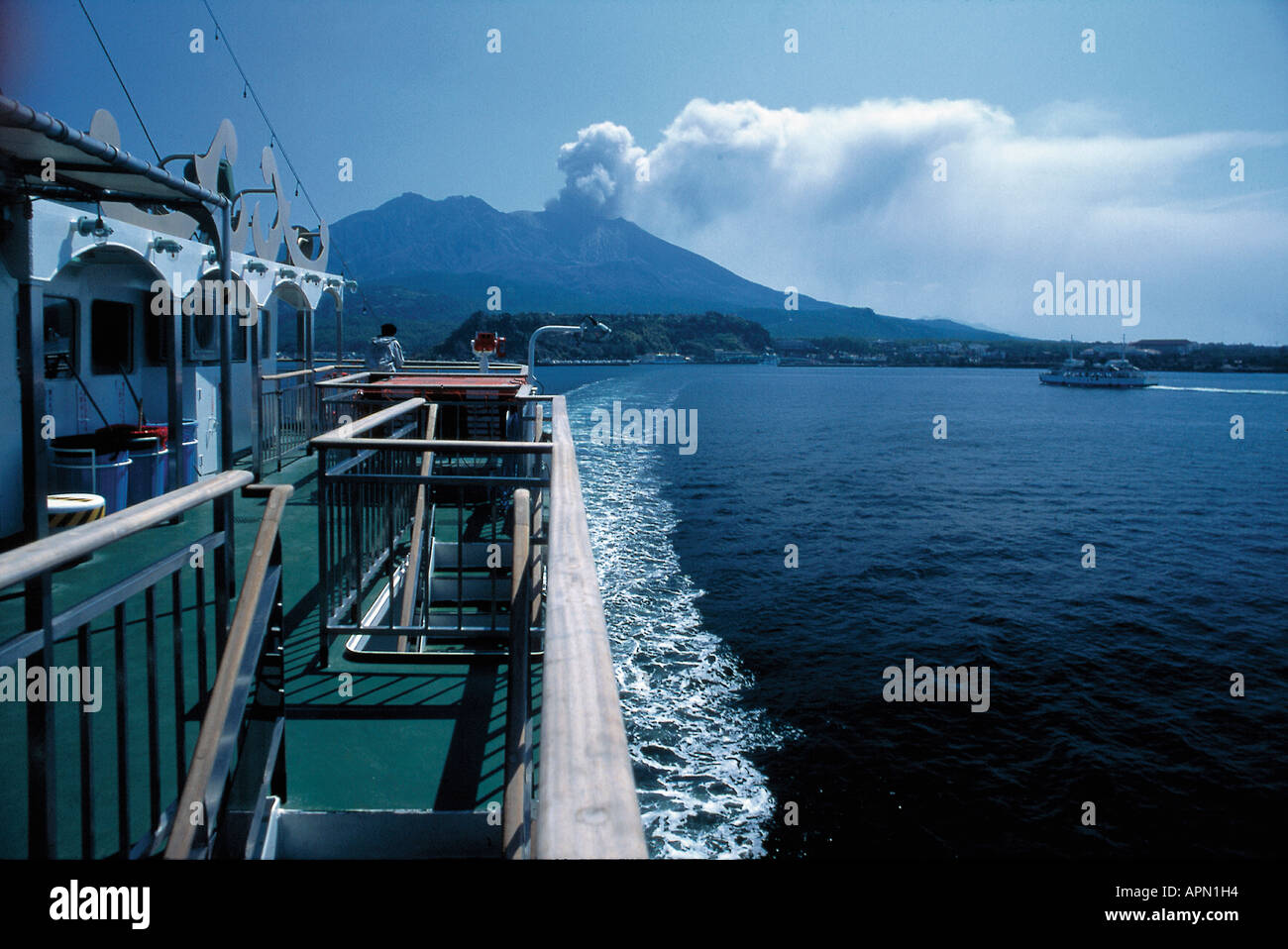 The active volcano of Mount Sakurajima sending ash skywards viewed from ...