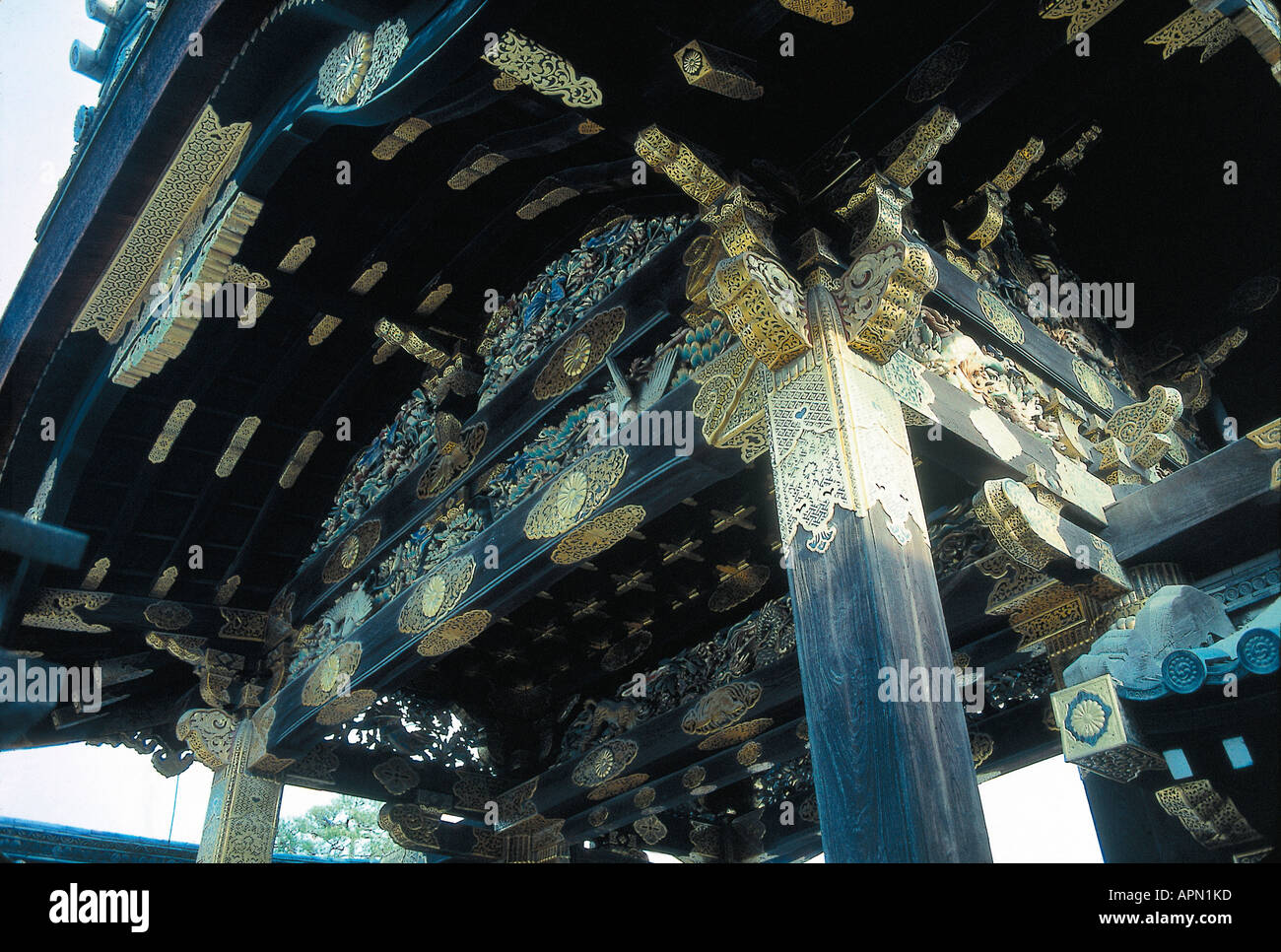 The carved and painted interior of Nijo Castle built in 1603 by ...