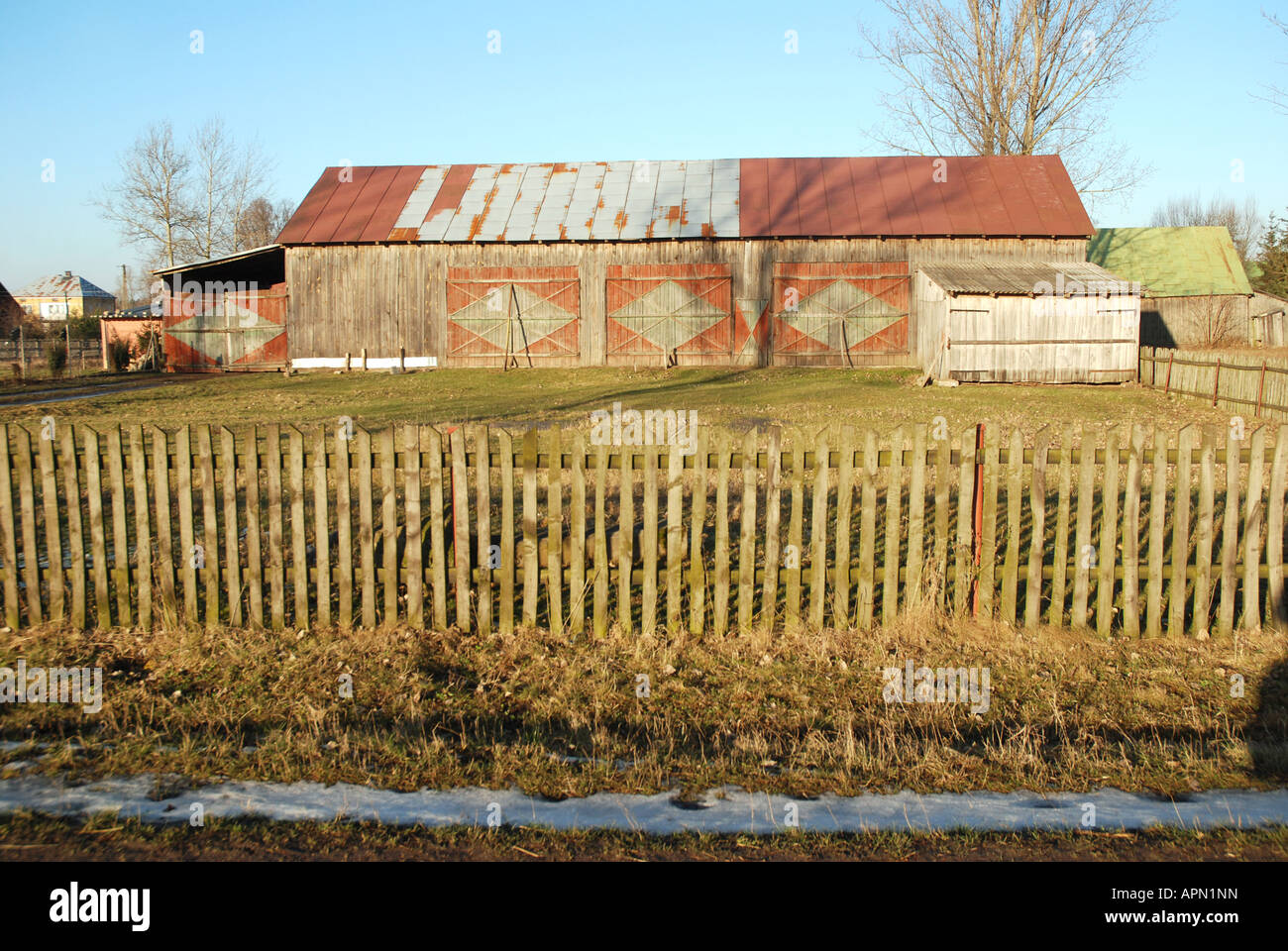 Old wooden barn on polish countryside Stock Photo - Alamy