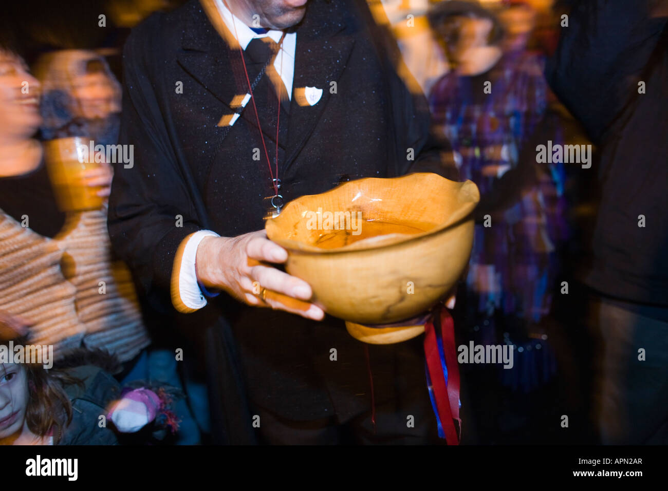 The Wassail Bowl at the Chepstow Wassail and Mari Lwyd custom, Chepstow ...