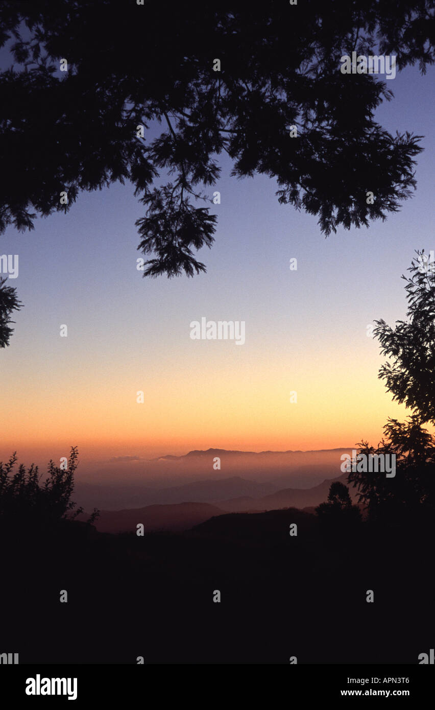 SRI LANKA Dawn in the central hill country at Kandapola near Nuwara ...