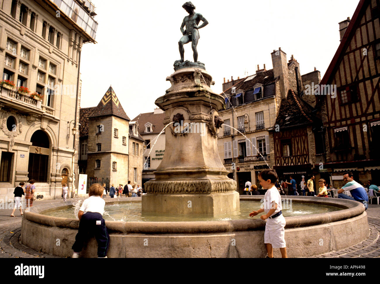 Dijon Fountain in the central François Rude Square in the medieval ...
