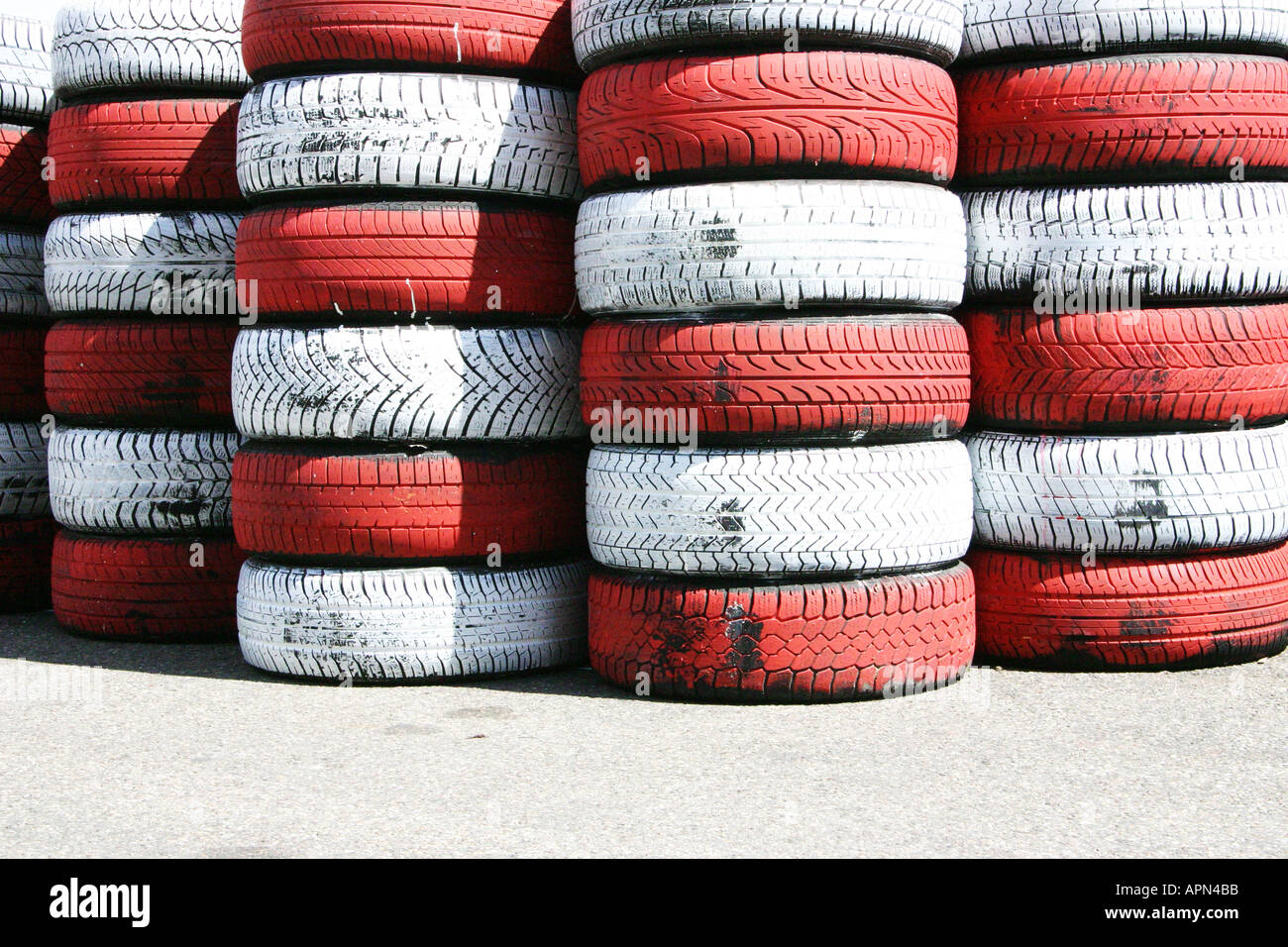 Red white tire barrier racing hi-res stock photography and images - Alamy