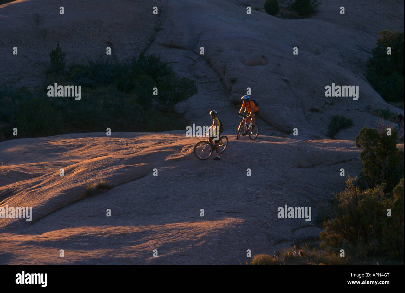 Biker at Slickrock Mountain bike trail at Moab Utah Stock Photo - Alamy