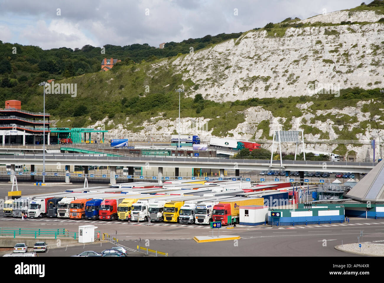 Parked lorries waiting to load onto ferries Dover England UK Stock ...