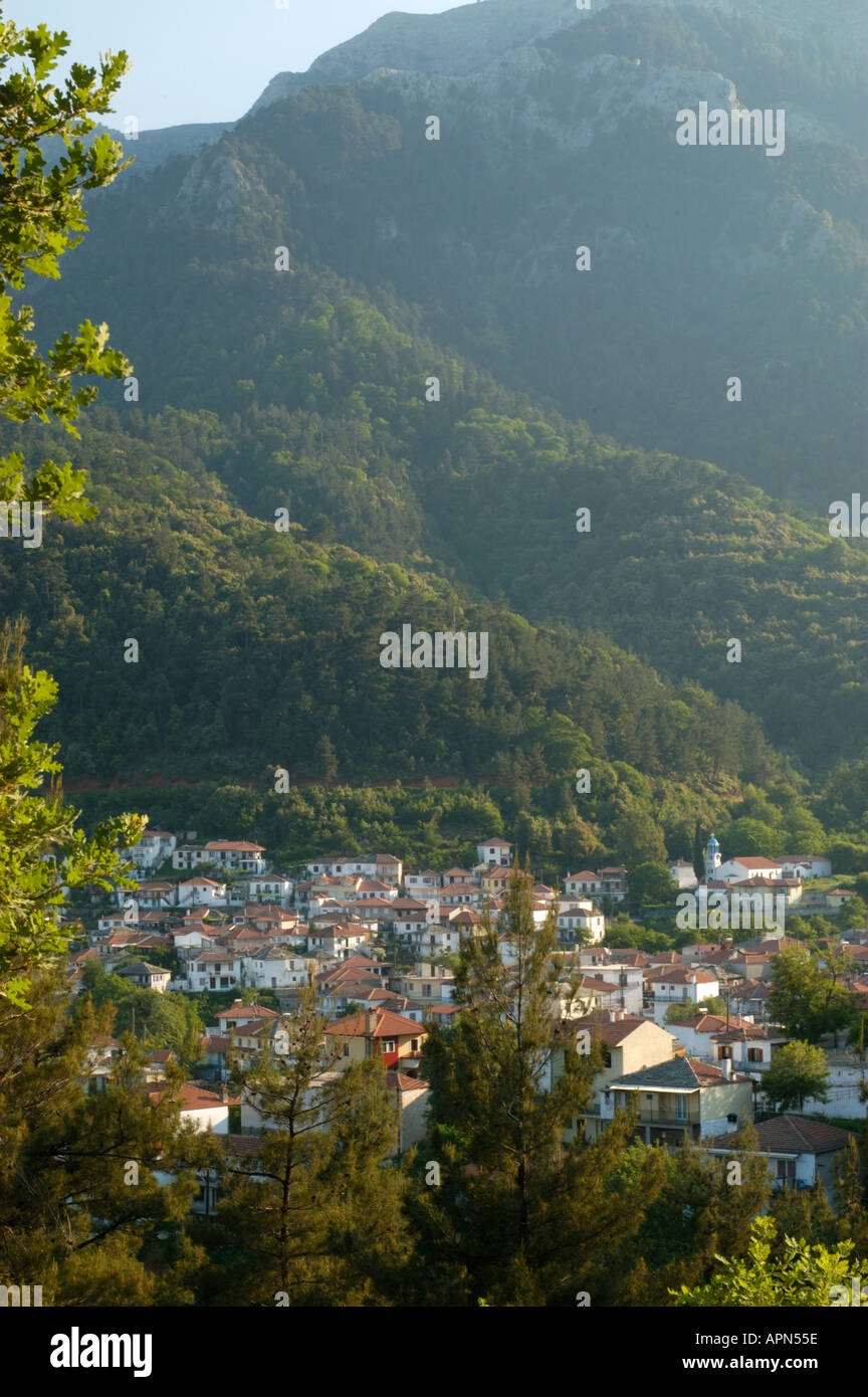 Village of Potamia surrounded by mountains, Thassos Stock Photo - Alamy