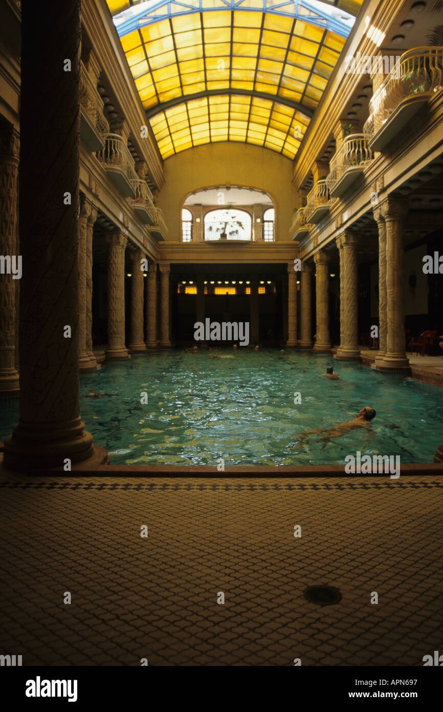 Interior of Gellert thermal baths on the banks of the Danube in ...
