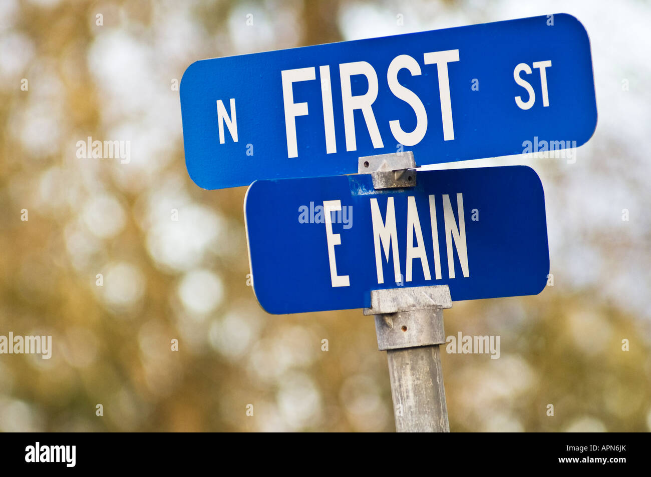 First and Main street signs Carlton Oregon Stock Photo - Alamy