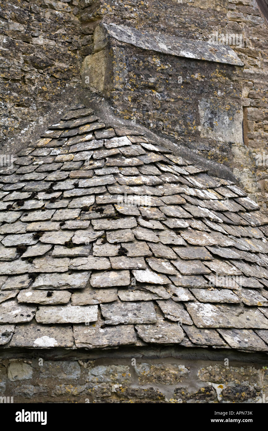 Cotswolds slate roofs Icomb Gloucestershire UK Stock Photo - Alamy