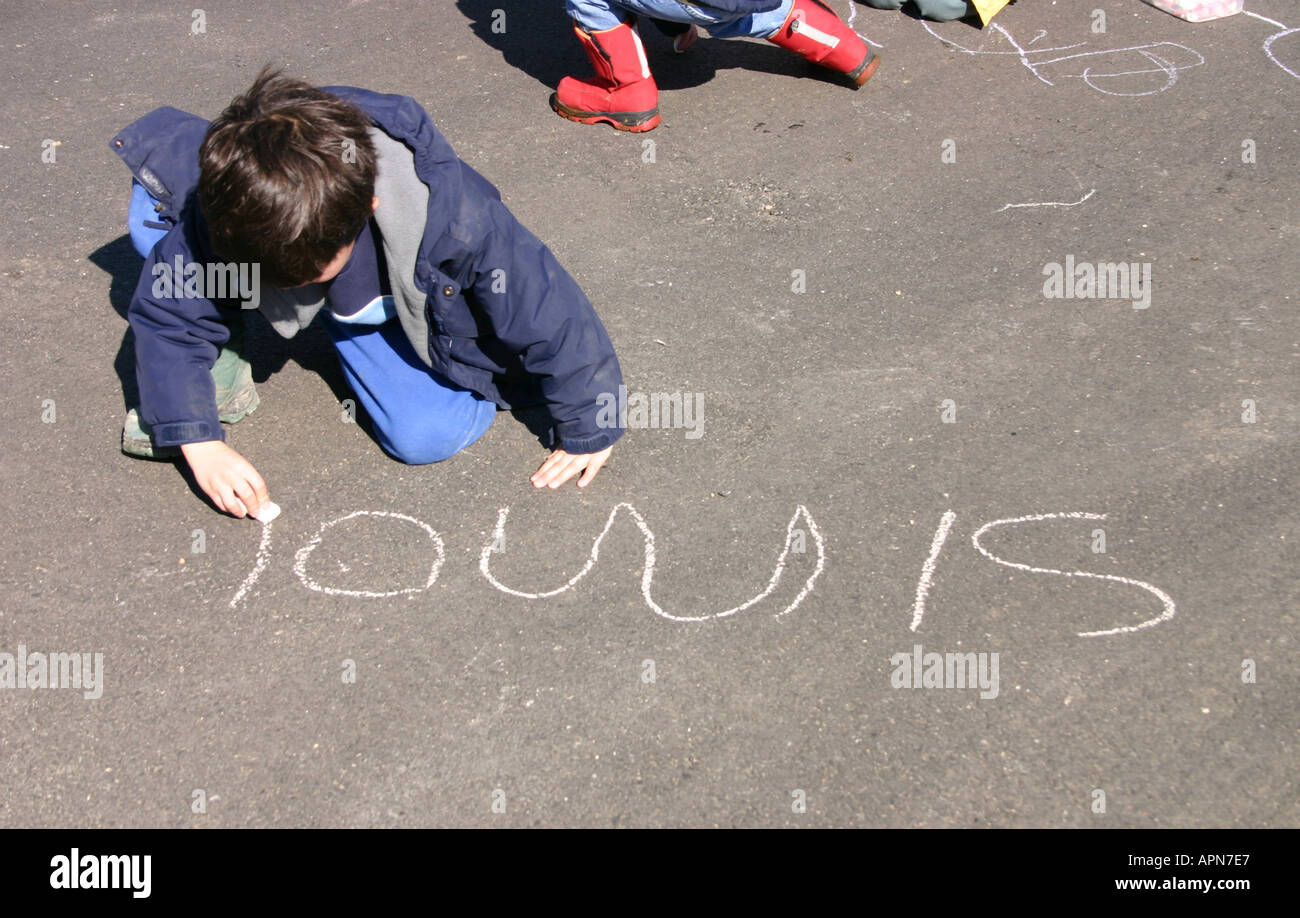 Child Writing name Stock Photo - Alamy