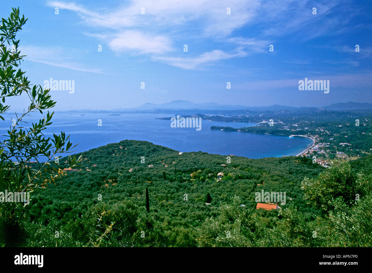 The curving sweep of Ipsos Bay viewed from the summit of Mount ...