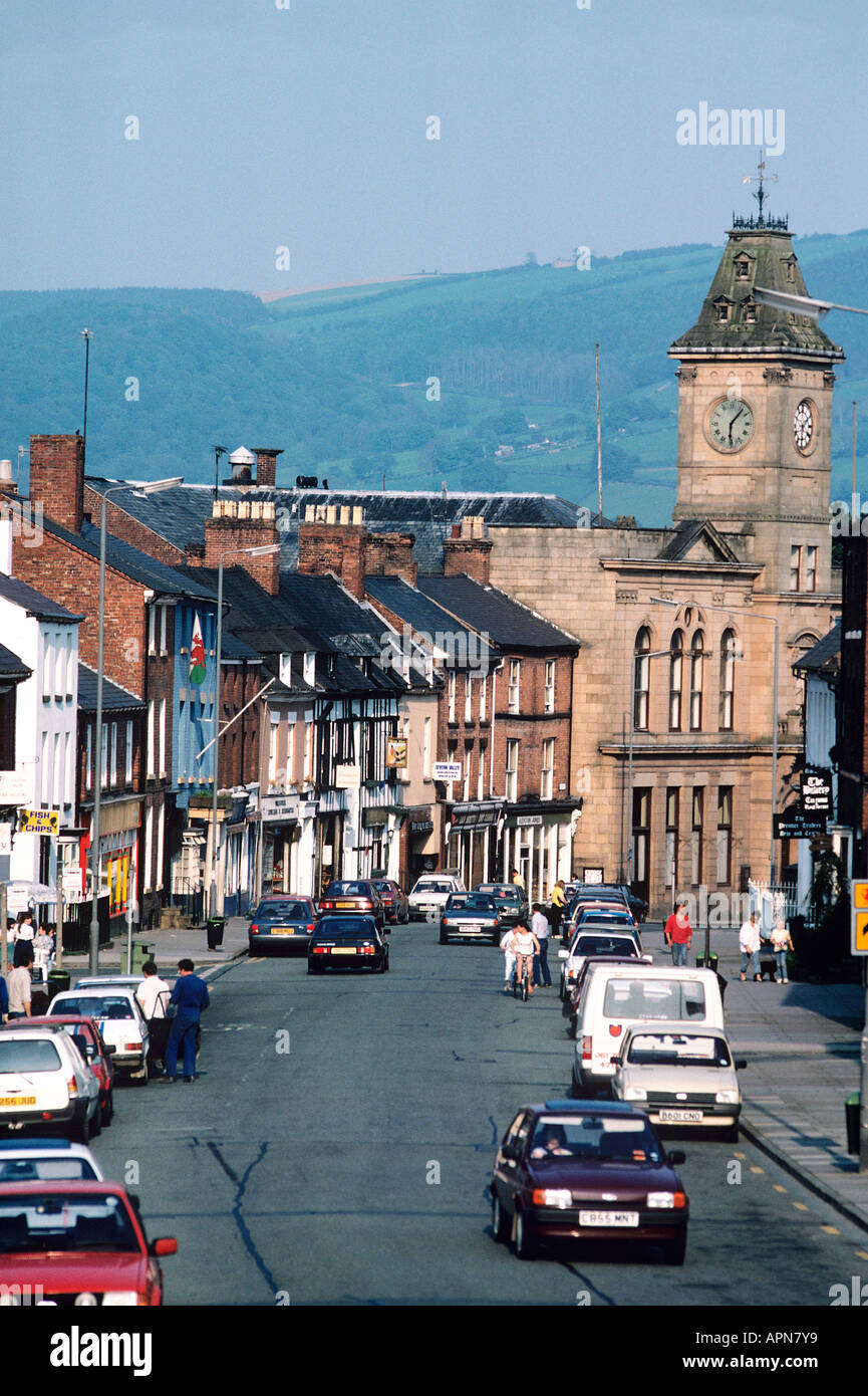 Driving through Welshpool high street Stock Photo - Alamy