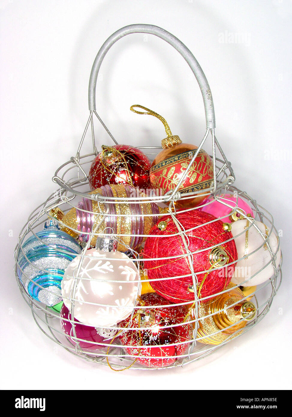 Gift box christmas baubles isolated Cut Out Stock Images & Pictures - Alamy