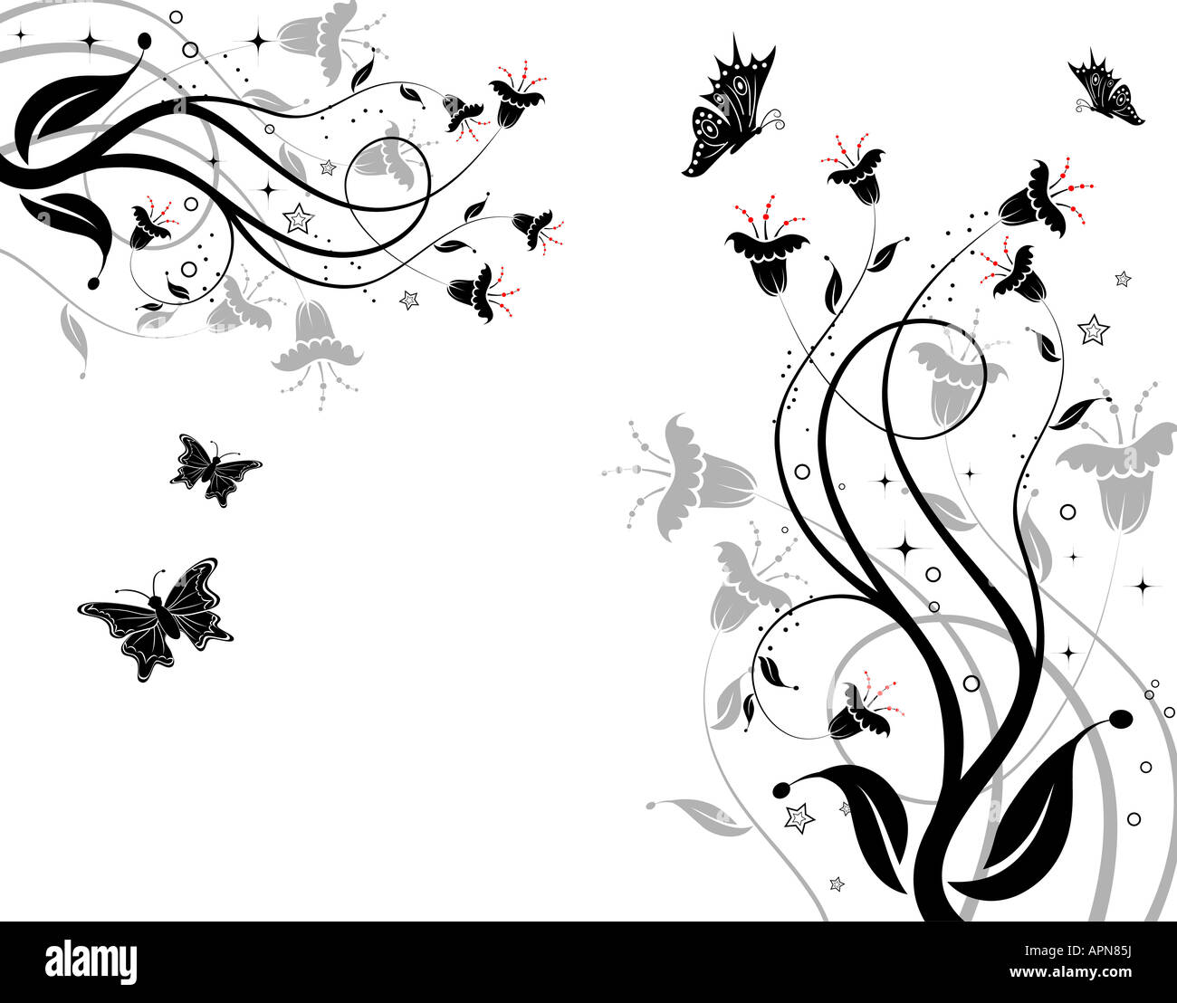 Flower background with butterfly Stock Photo - Alamy