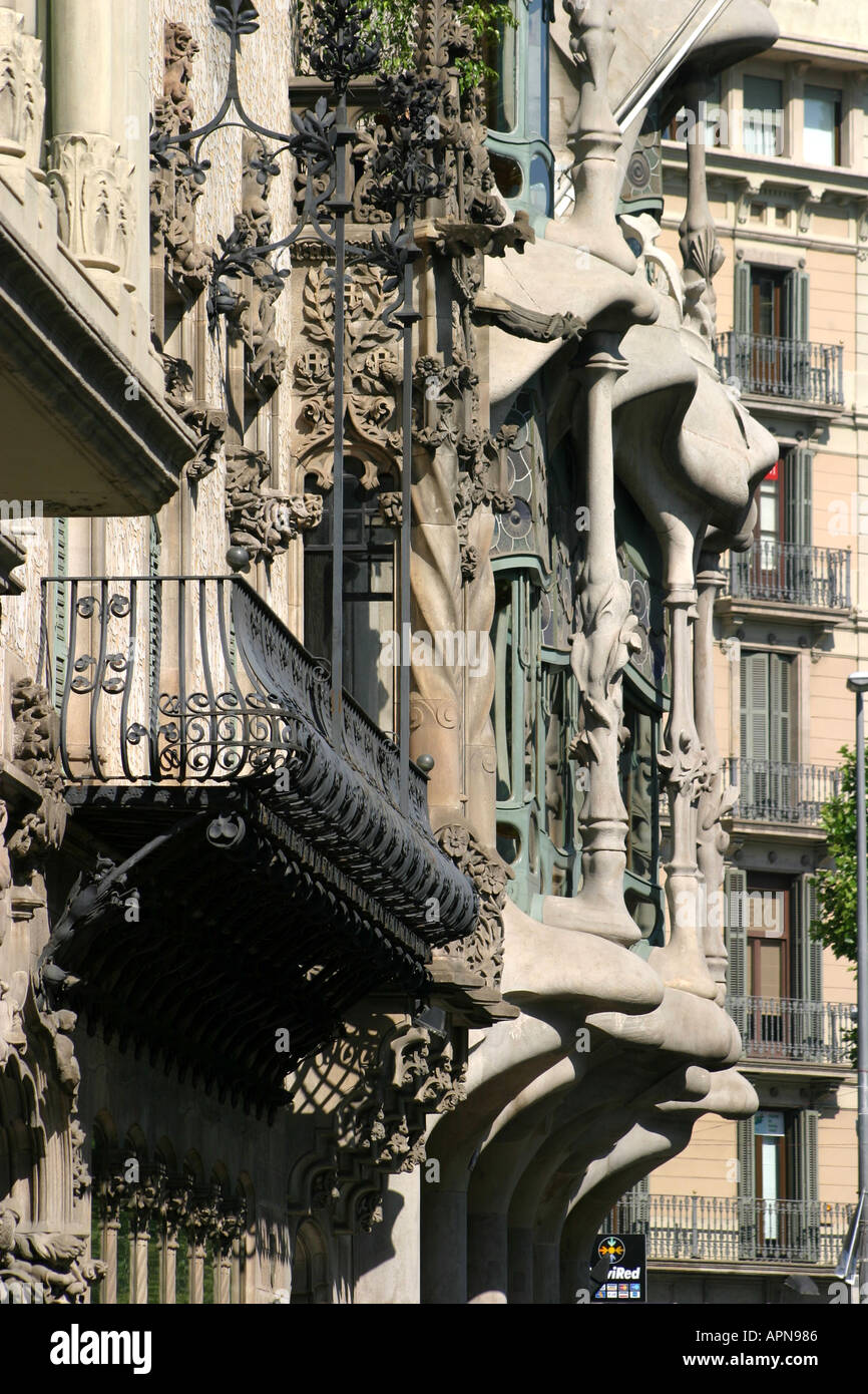 Barcelona Balconies the architecture of Gaudi Stock Photo - Alamy
