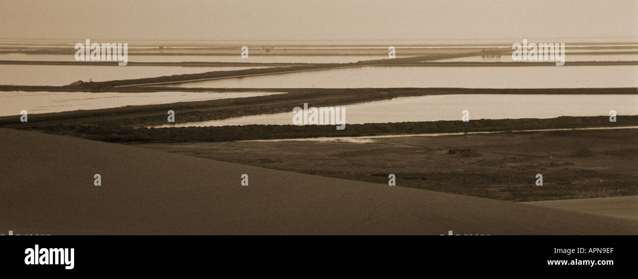 Salt pans seen from sand dune Walvis Bay Namibia Stock Photo - Alamy