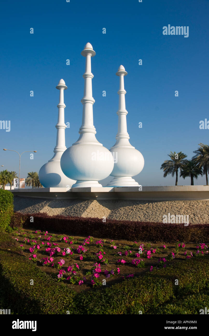 Middle east Qatar Doha perfume bottle monument Stock Photo - Alamy