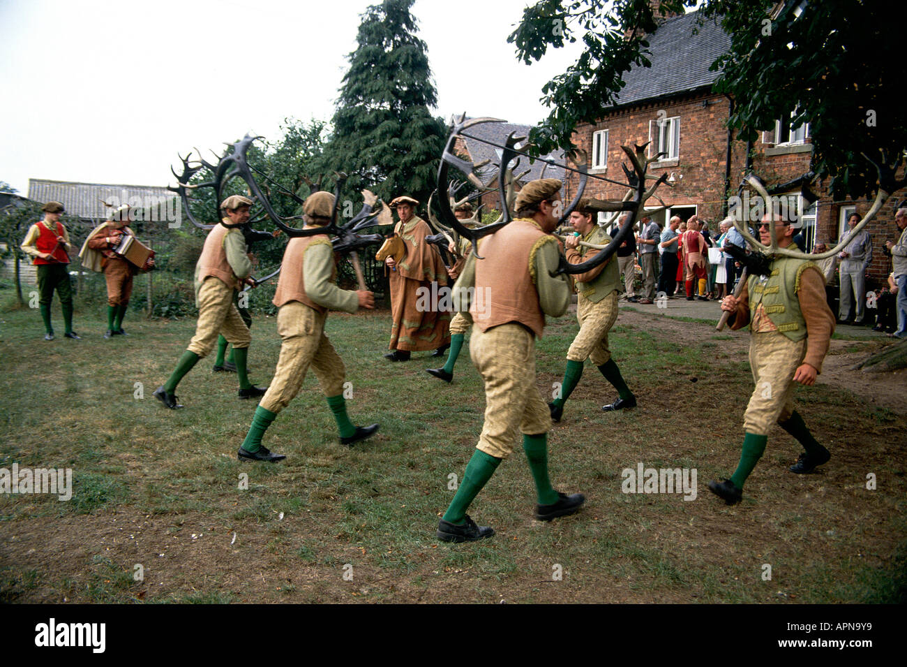A traditional Horn Dancing ceremony in process at Abbots Bromley Stock ...